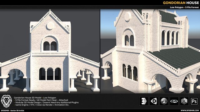 gondor house building 3D Model in Fantasy 3DExport