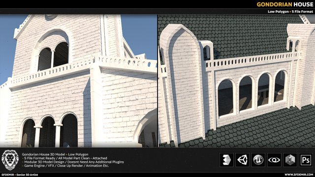 gondor house building 3D Model in Fantasy 3DExport