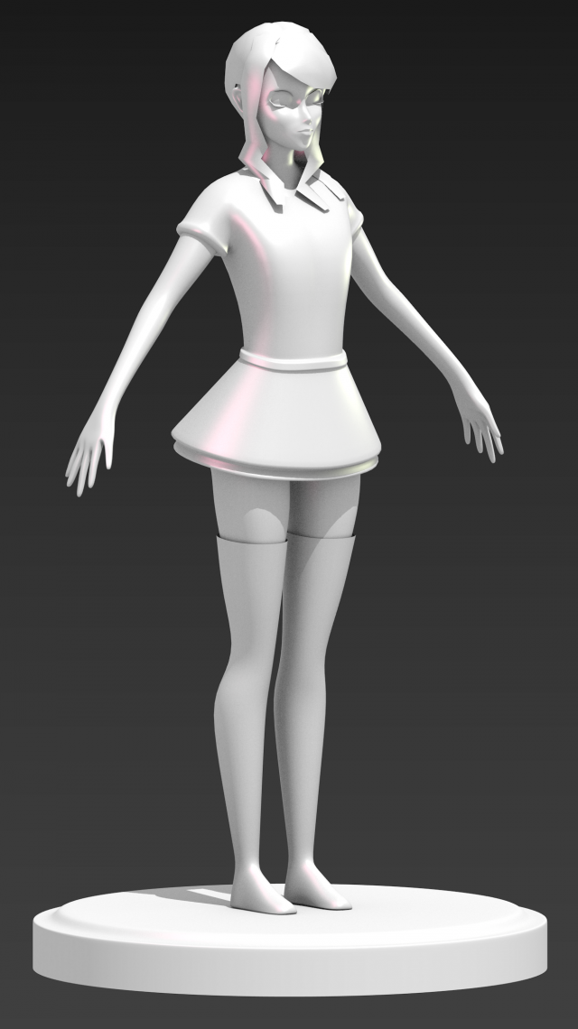 anime character 3D Model in Cartoon 3DExport