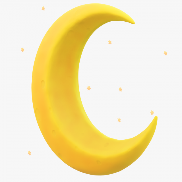 Stylized Crescent Moon 3D Model in Planets 3DExport