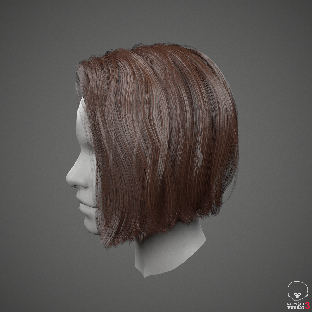 Low poly realistic Realtime Hair 3D Model in Other 3DExport