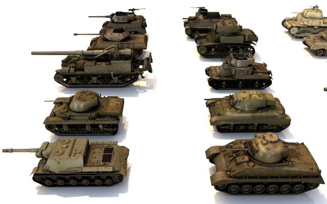 pack of 22 high detailed low poly military tanks vr ar low-poly 3D ...