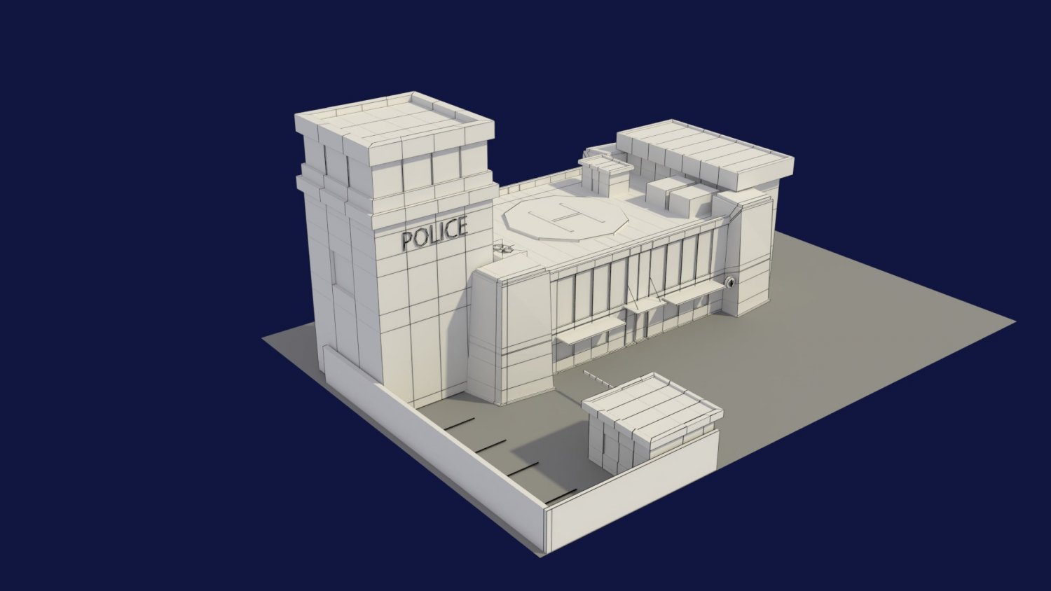 Low Poly Police Station 3D Model in Buildings 3DExport
