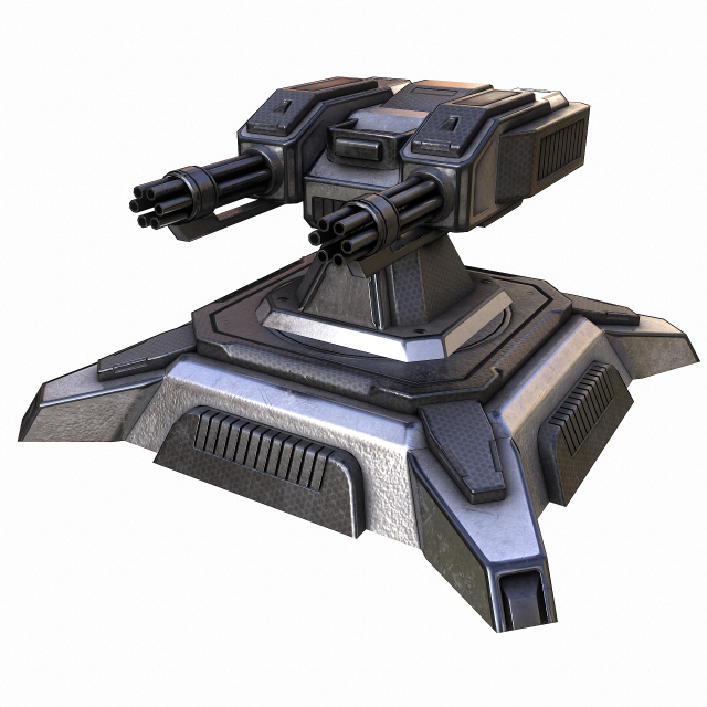 sci-fi turret low-poly 3D Model in Artillery 3DExport