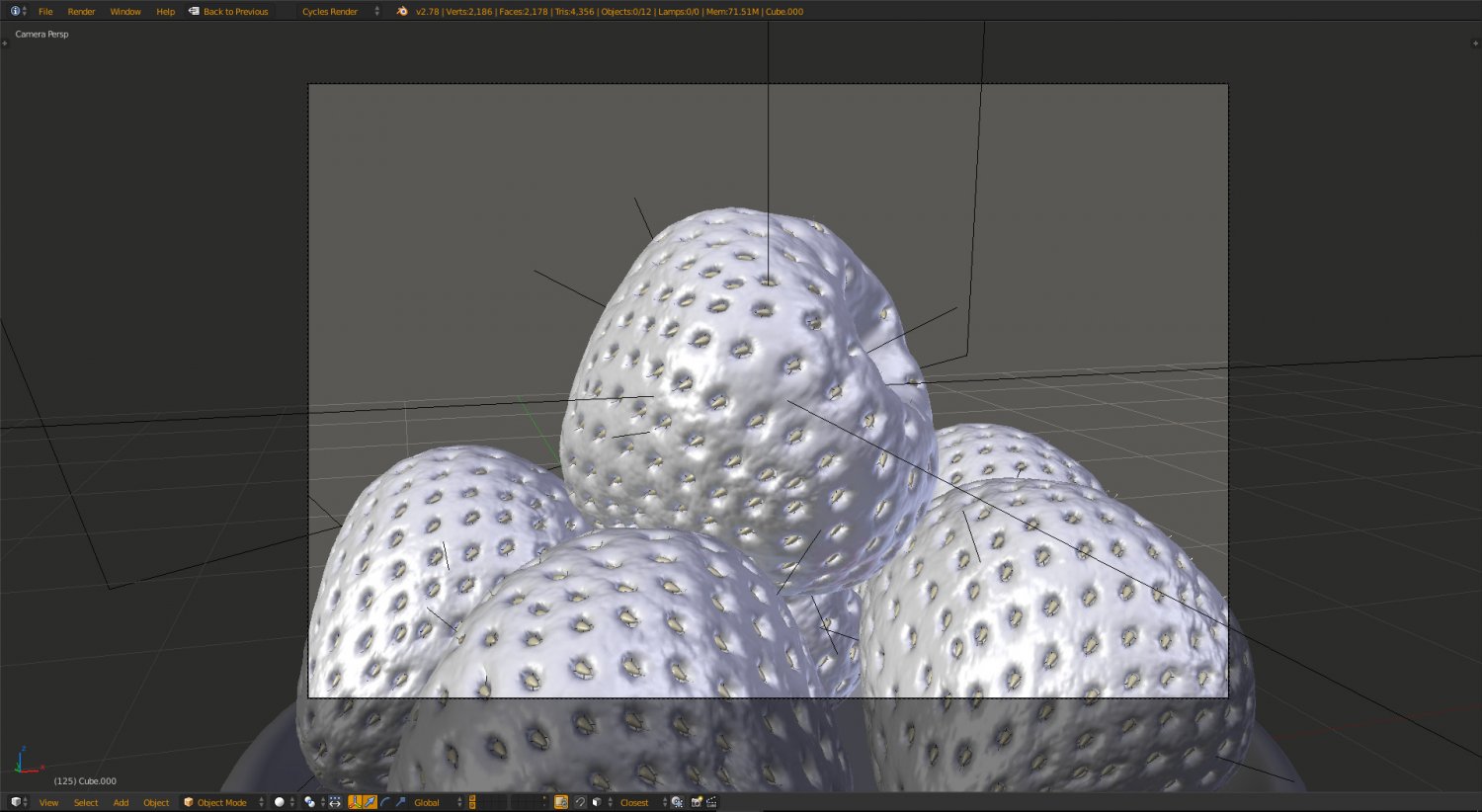 Strawberry - Blender Cycles 3D Model in Fruit 3DExport