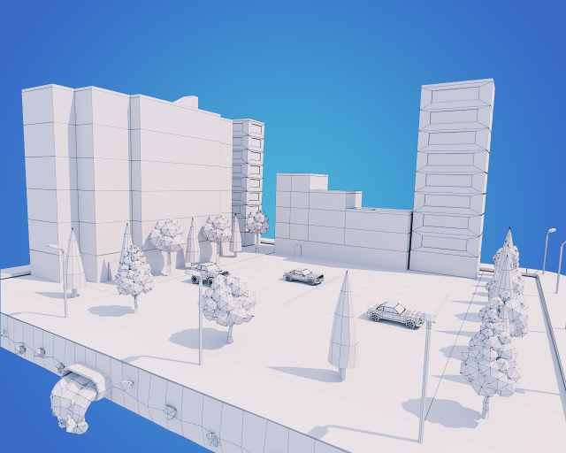 low poly city block 3D Model in Cityscapes 3DExport