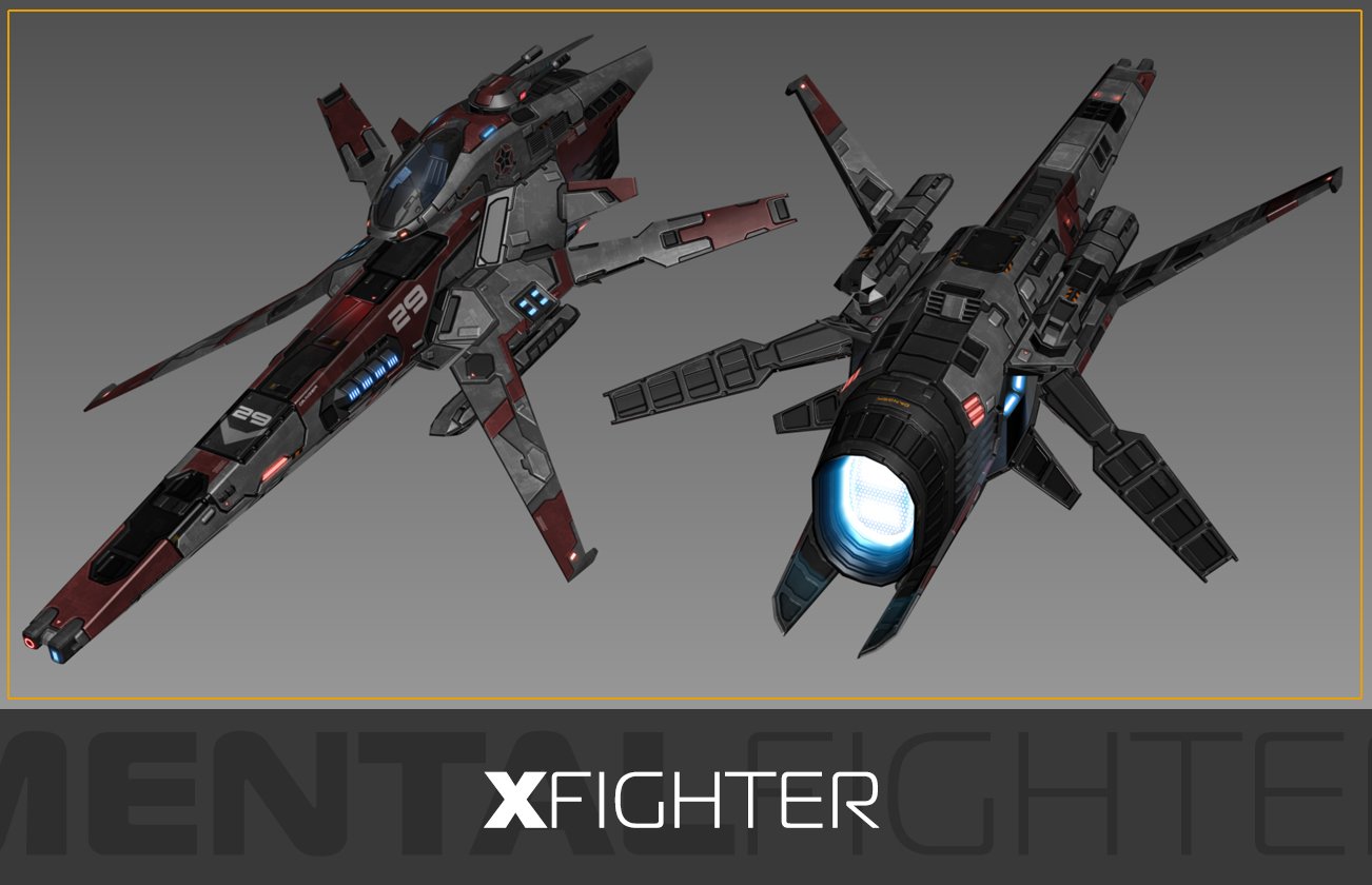 X-fighter 3D Model in Fantasy Spacecraft 3DExport
