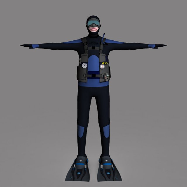 scuba diver 01 3D Model in Man 3DExport