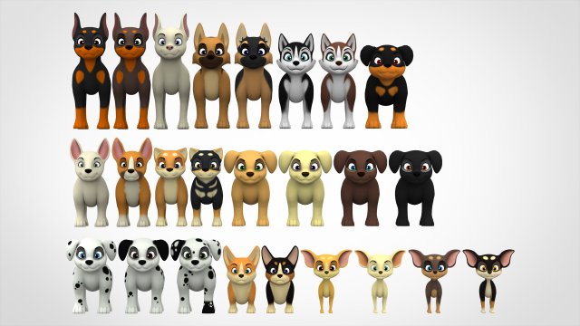 puppies pack 3D Model in Dog 3DExport