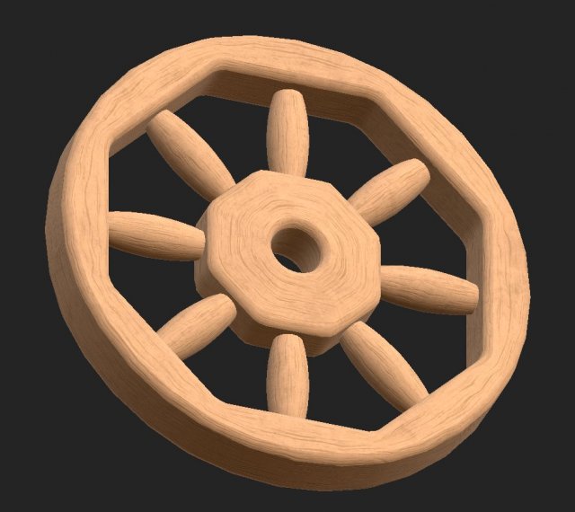 cartoon wooden wheel 3D Model in Decoration 3DExport