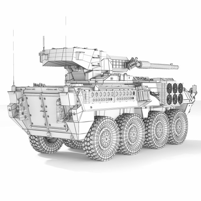 M1128 Stryker MGS 2003 3D Model in Combat 3DExport