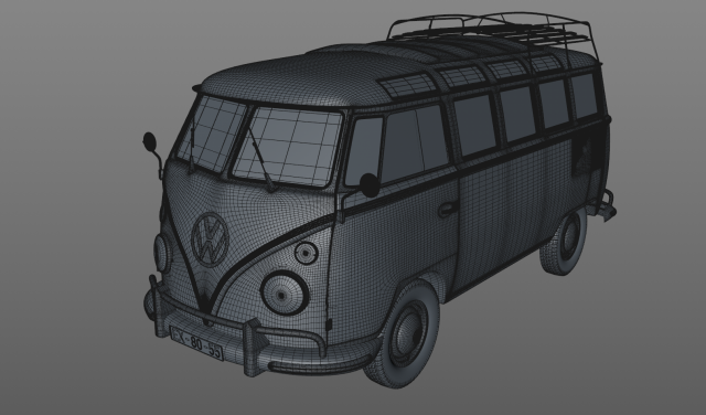 volkswagen t1 microbus deluxe 1966 3D Model in Classic Cars 3DExport