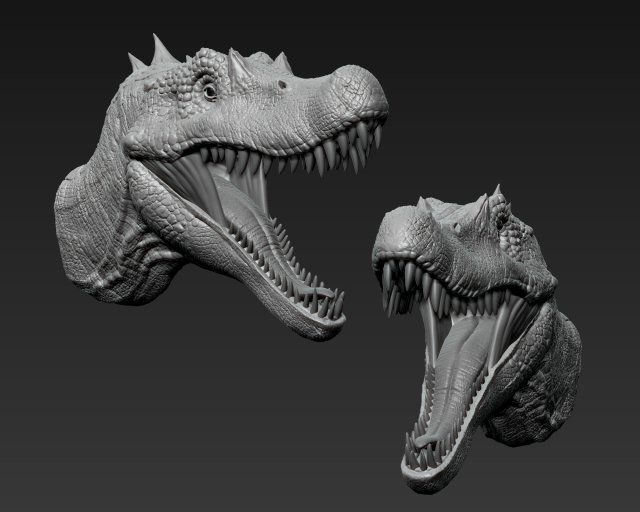 Spinosaurus Head 3D Print Model in Monsters & Creatures 3DExport