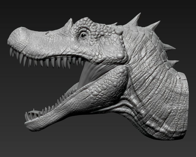 Spinosaurus Head 3D Print Model in Monsters & Creatures 3DExport