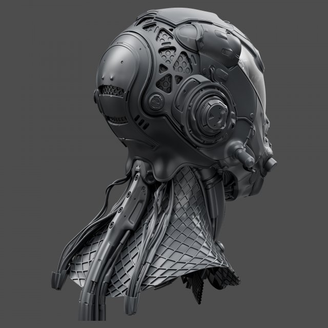 Realistic Cyberpunk Helmet 3D Model in Robot 3DExport