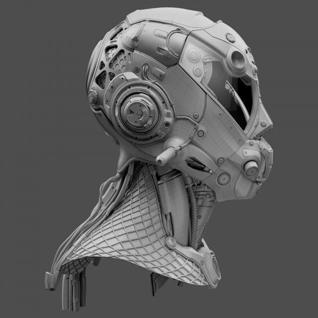 Realistic Cyberpunk Helmet 3D Model in Robot 3DExport