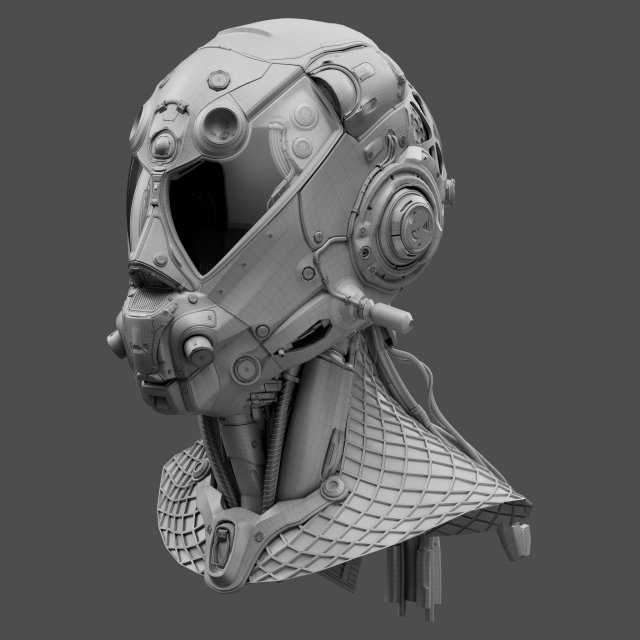 Realistic Cyberpunk Helmet 3D Model in Robot 3DExport