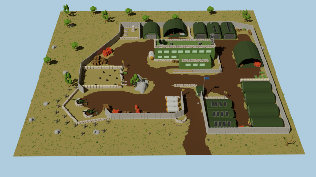 low poly military base 3D Model in Construction 3DExport