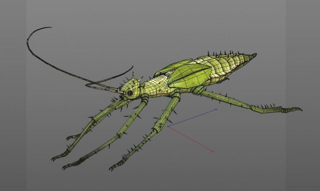 jungle nymph rigged low poly pbr insect 3D Model in Insects 3DExport