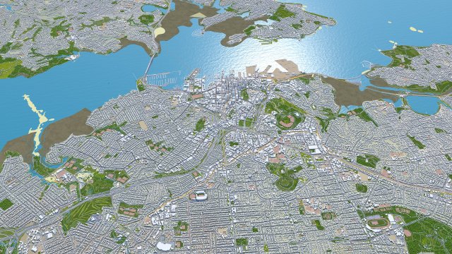 Auckland city new zealand 100km 3D Model in Cityscapes 3DExport