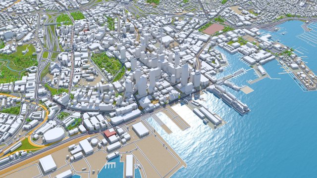Auckland city new zealand 100km 3D Model in Cityscapes 3DExport