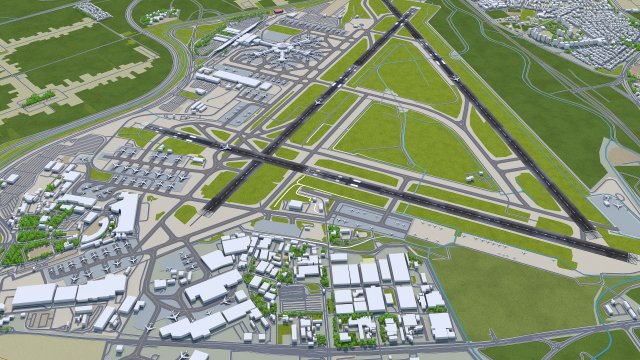 Ben Gurion Airport 10km 3D Model in Buildings 3DExport