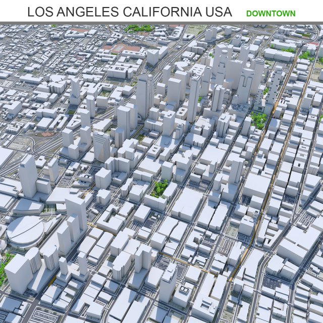 Los Angeles downtown city California USA 8km 3D Model in Buildings 3DExport