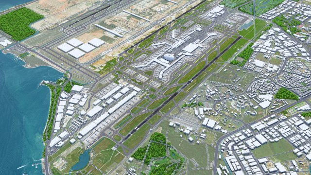 Singapore Changi Airport 10km 3D Model in Buildings 3DExport