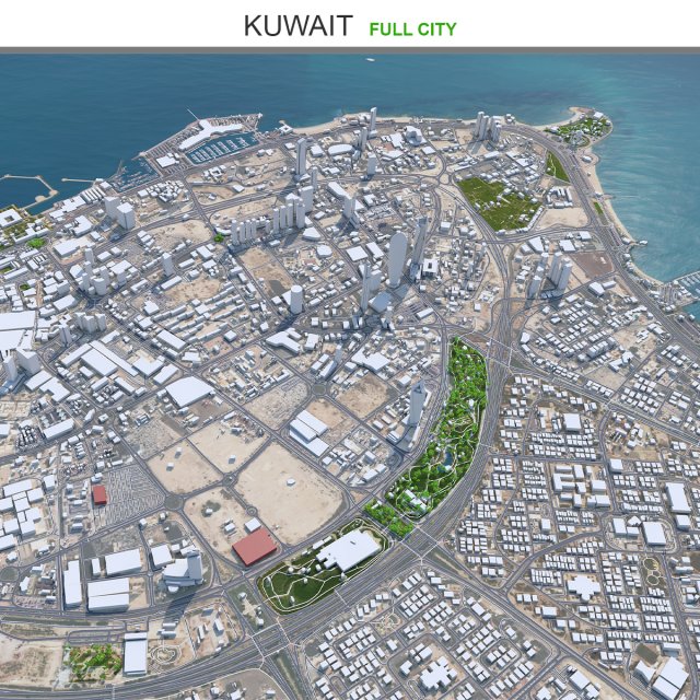 Kuwait city 80km 3D Model in Buildings 3DExport