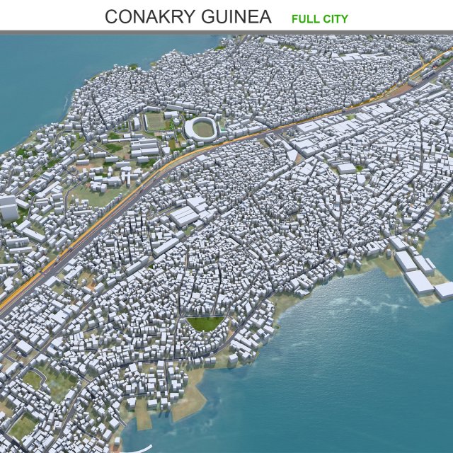 Conakry city Guinea 50km 3D Model in Buildings 3DExport