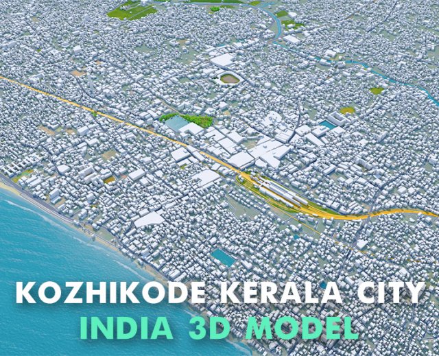 Kozhikode city Kerala India 35km 3D Model in Cityscapes 3DExport