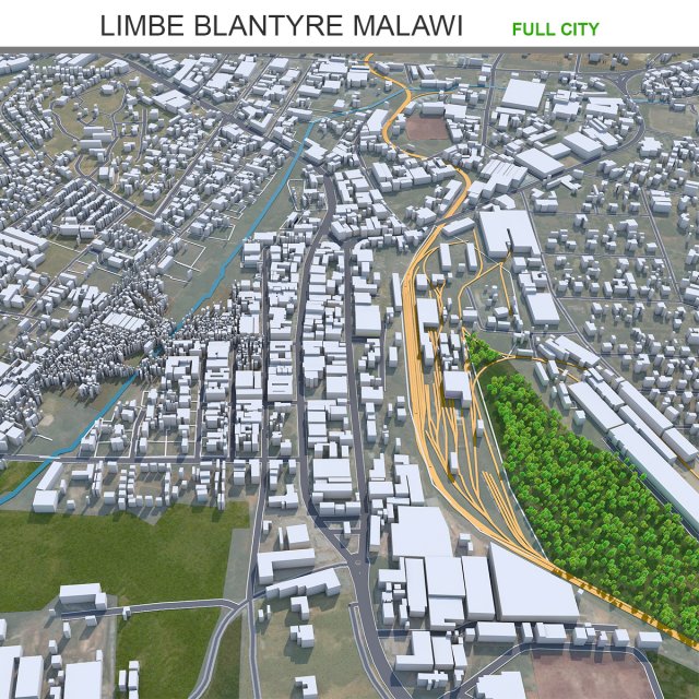 Limbe city Blantyre Malawi 25km 3D Model in Cityscapes 3DExport