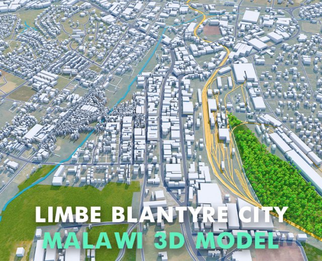 Limbe city Blantyre Malawi 25km 3D Model in Cityscapes 3DExport