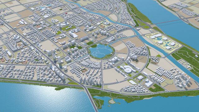 Linyi city Shandong China 70km 3D Model in Cityscapes 3DExport