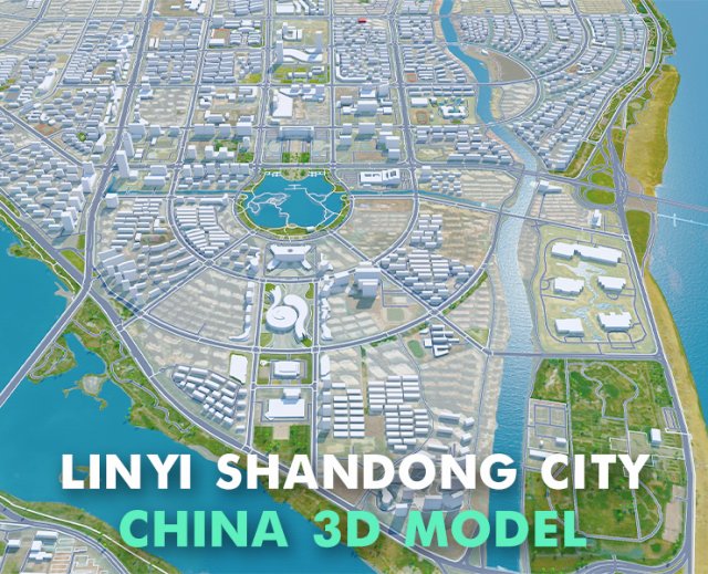 Linyi city Shandong China 70km 3D Model in Cityscapes 3DExport