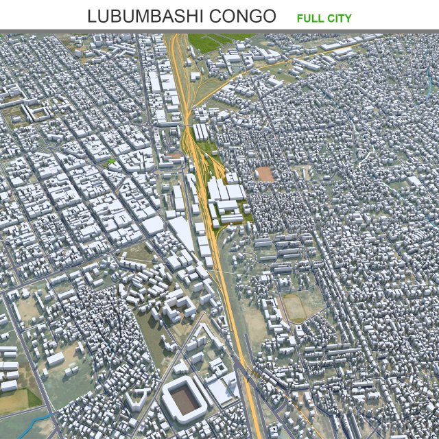 Lubumbashi city Congo 30km 3D Model in Cityscapes 3DExport