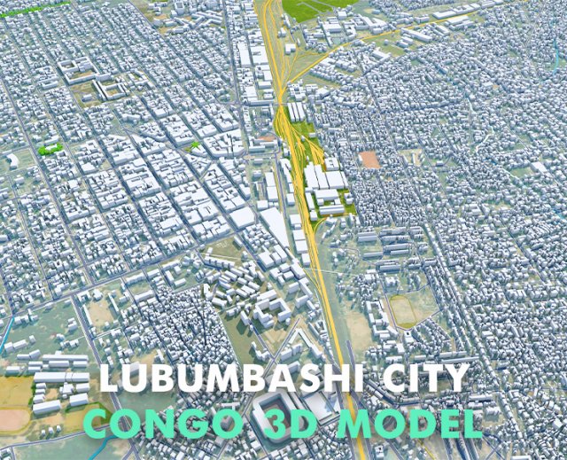 Lubumbashi city Congo 30km 3D Model in Cityscapes 3DExport