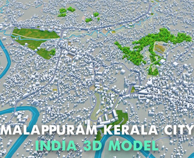 Malappuram city Kerala India 20km 3D Model in Cityscapes 3DExport