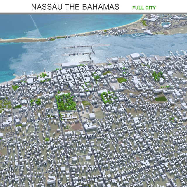 Nassau city The Bahamas 40km 3D Model in Cityscapes 3DExport