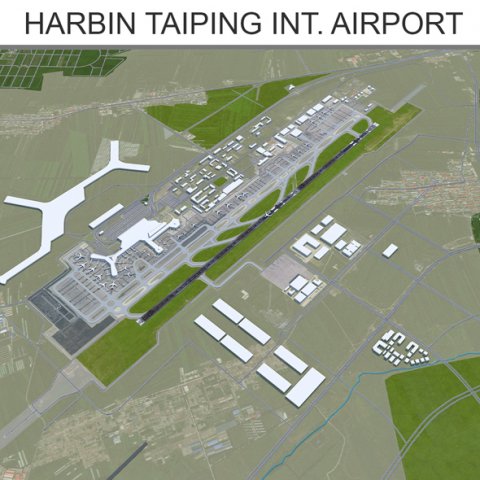 Harbin Taiping International Airport 10km 3D Model in Cityscapes 3DExport