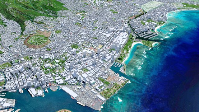 Honolulu Hawaii city USA 50km 3D Model in Buildings 3DExport
