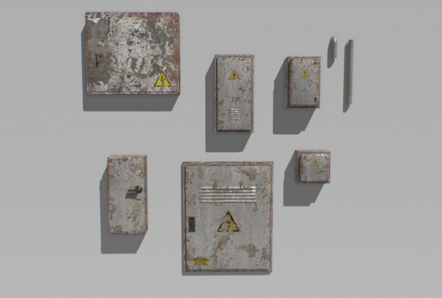old and rusty electrical box pack 1 3D Model in Parts 3DExport