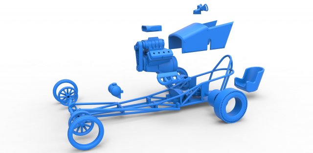 Front engine old school dragster with V8 Scale 1 to 25 3D Print Model ...