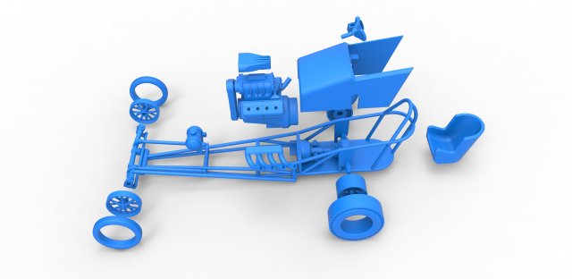 Front engine old school dragster with V8 Scale 1 to 25 3D Print Model ...