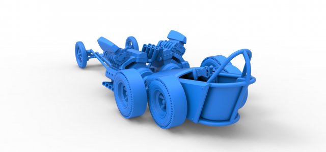 Diecast Front engine old school 6 wheeled dragster Scale 1 to 25 3D ...