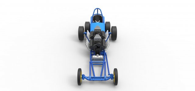 Front engine old school 6 wheeled dragster Version 2 Scale 1 to 25 3D ...