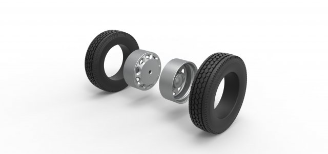 Diecast 10 Triangular Hole Rear double wheel of semi truck Version 1 ...