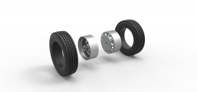 Diecast 10 Triangular Hole Rear double wheel of semi truck Version 1 ...