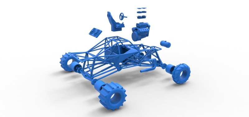 Diecast Mud dragster Base Scale 1 to 25 3D Print Model in Vehicle 3DExport