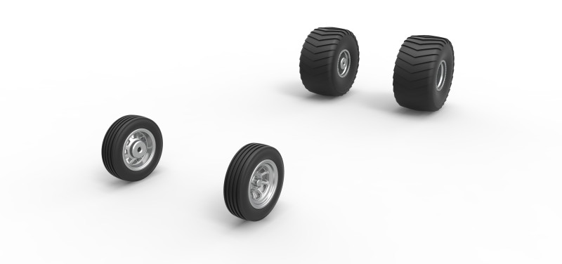 Wheel set of 2wd Pulling truck Scale 1 to 25 3D Print Model in Vehicle ...